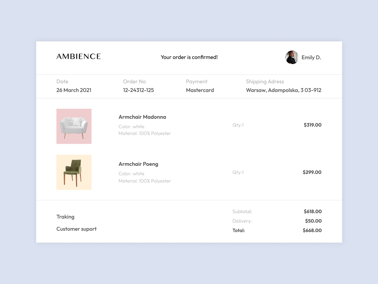 Design an Email Receipt by Ola Sawicka on Dribbble