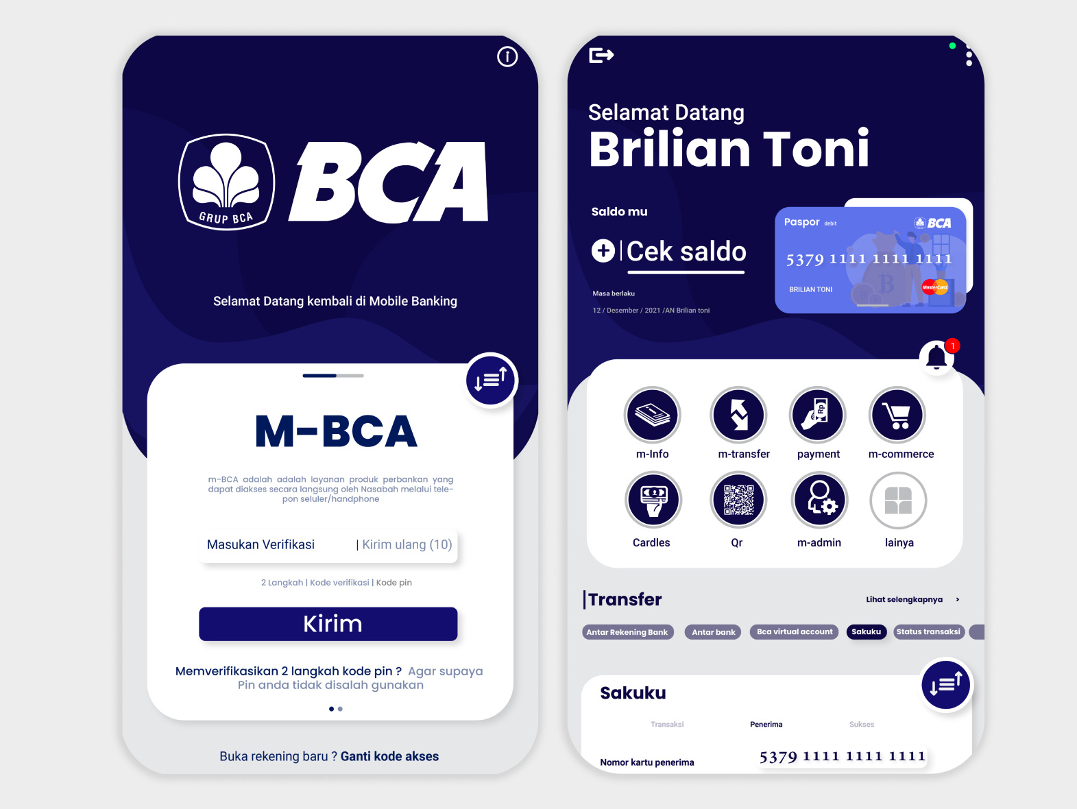 Beri saya chip ^^ redesain mobile banking BCA by Brilian Toni on Dribbble