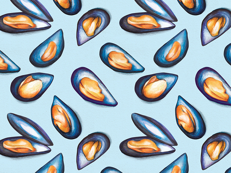 Food Pattern Mussels by Amanda Dilworth on Dribbble