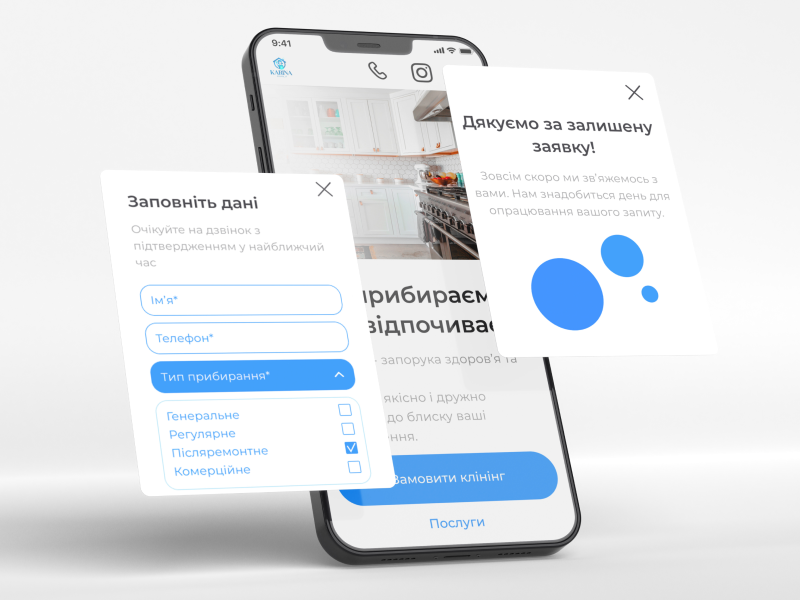 Cleaning company mobile website UI/UX, pop-up concept by Maria ...