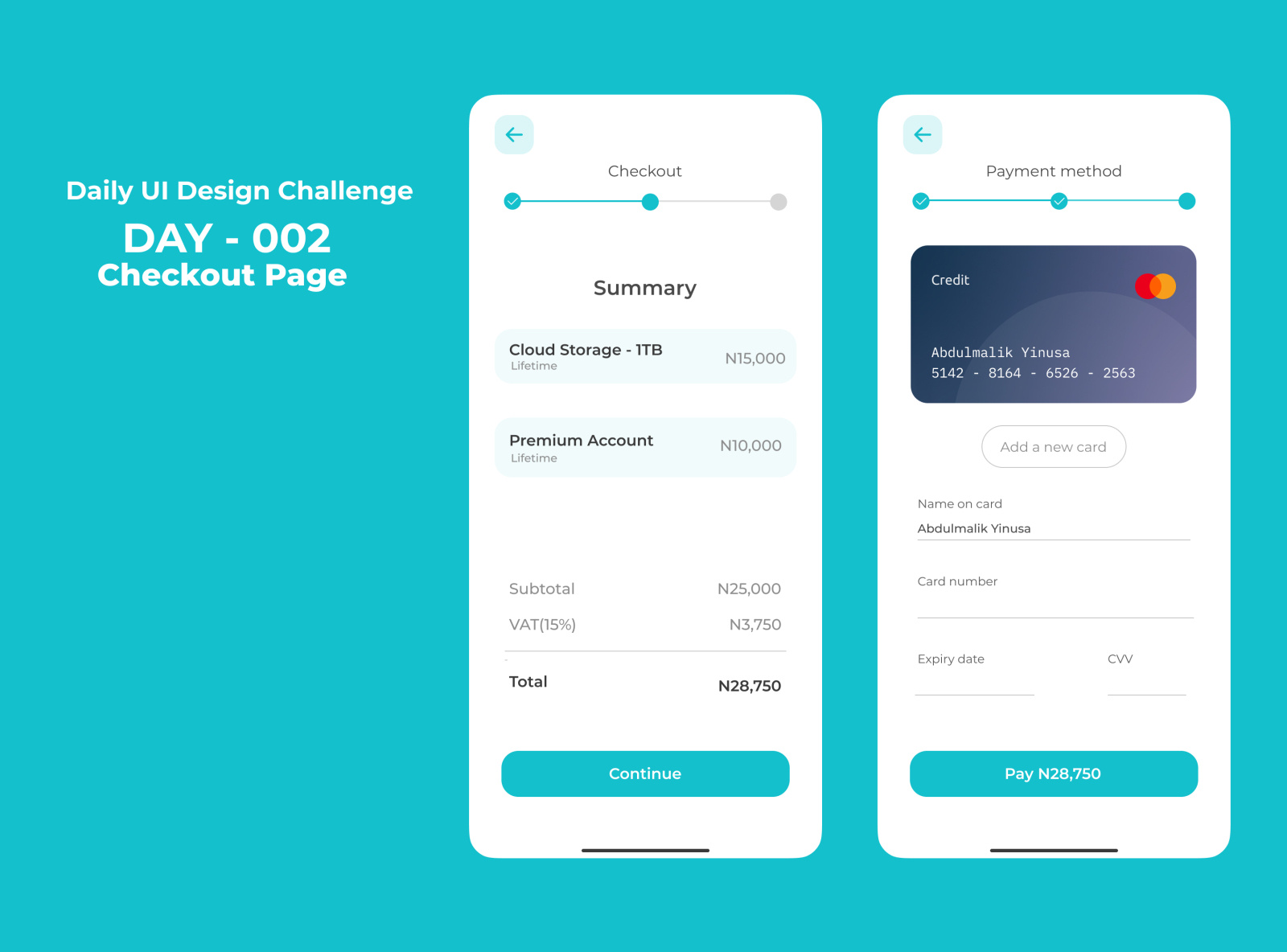 Credit Card Checkout Page UI by Abdulmalik Yinusa on Dribbble