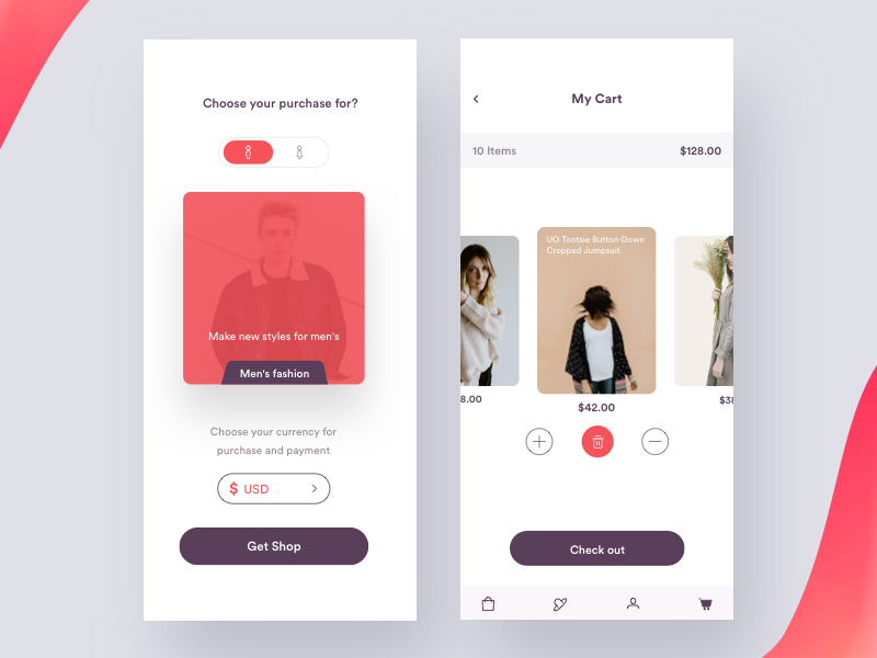 My Cart and Gender selection by Johny vino™ on Dribbble