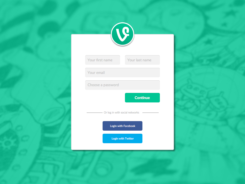 Vine Login Project by Alex R on Dribbble