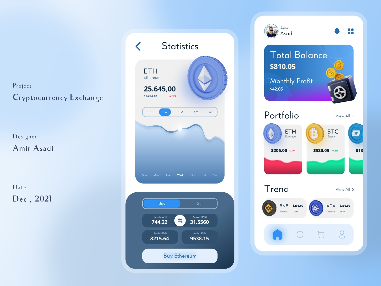 Cryptocurrency Exchange Mobile App 2 by Amir Asadi on Dribbble
