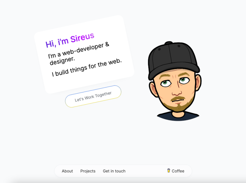 Welcome section on portfolio website by Sireus on Dribbble