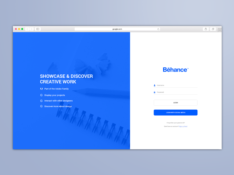 Behance Landing Page Redesign Concept by B. Smith on Dribbble