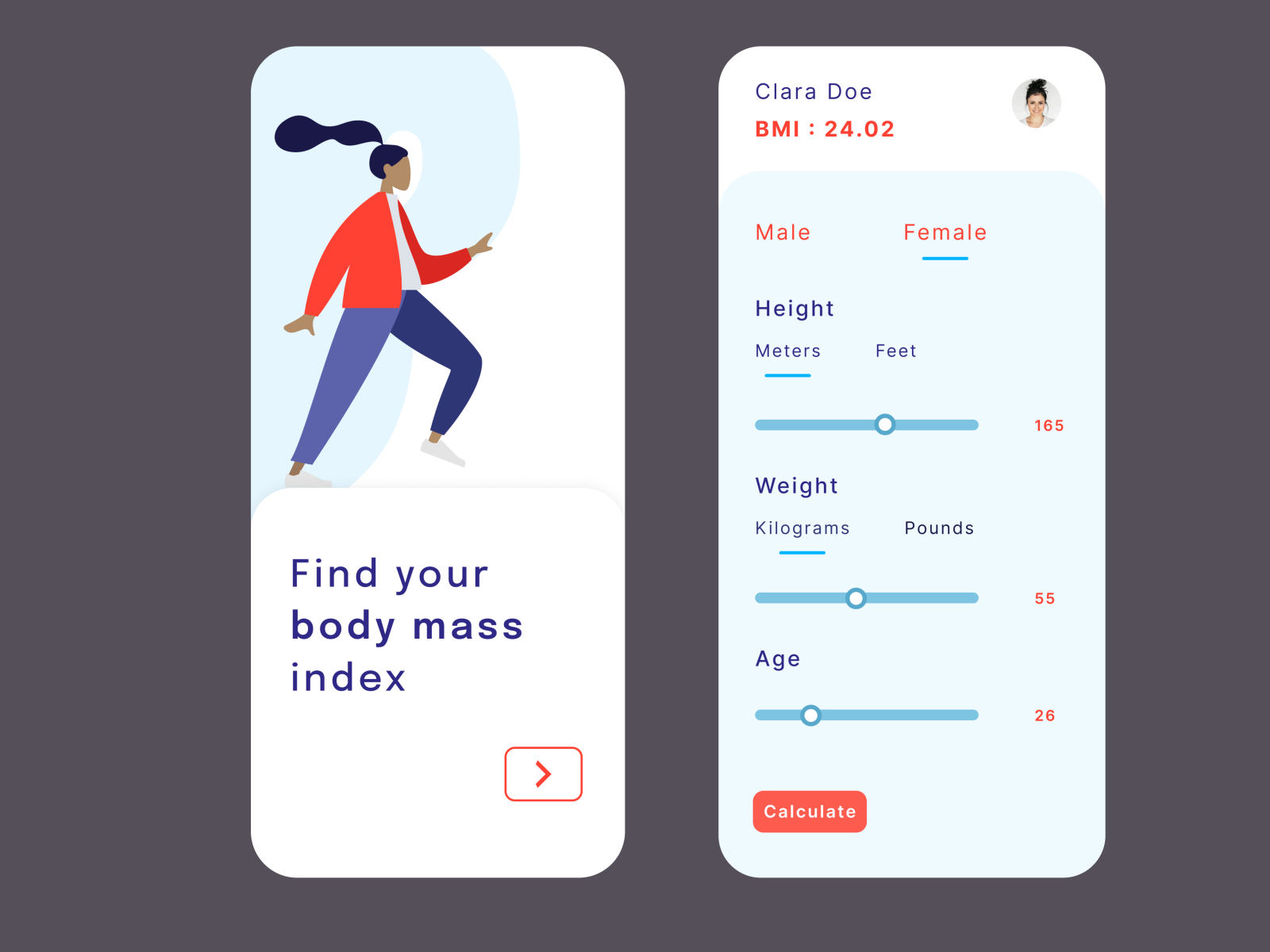 BMI Calculator by Pallavi Pandey on Dribbble