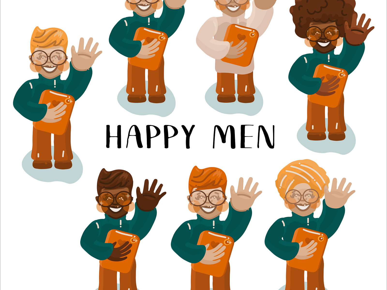 Happy men set illustration by Alenushka skaska on Dribbble