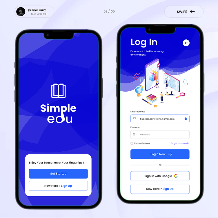 Streamlined Education App Login Screen : Login Page UI Design by ...