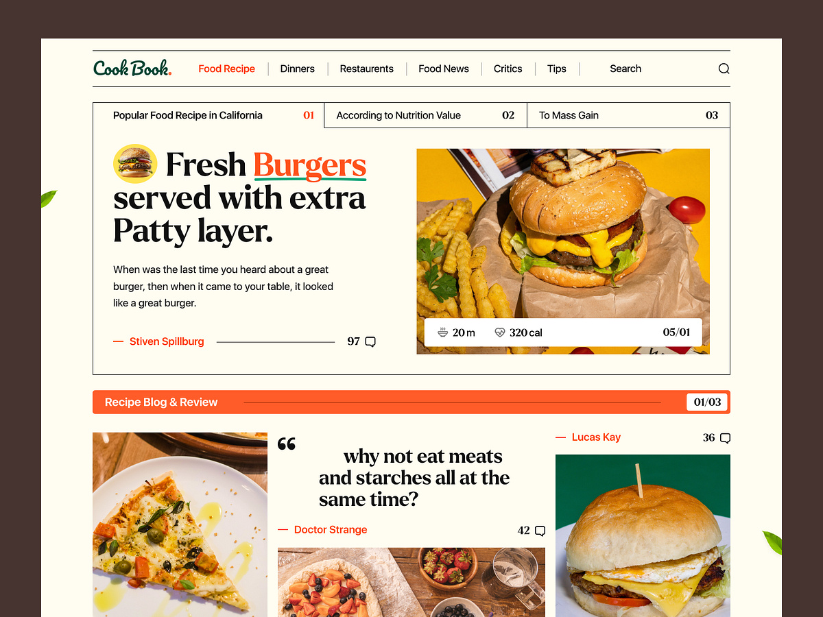 Food Blog Website by Farzan Faruk for Rylic Studio on Dribbble