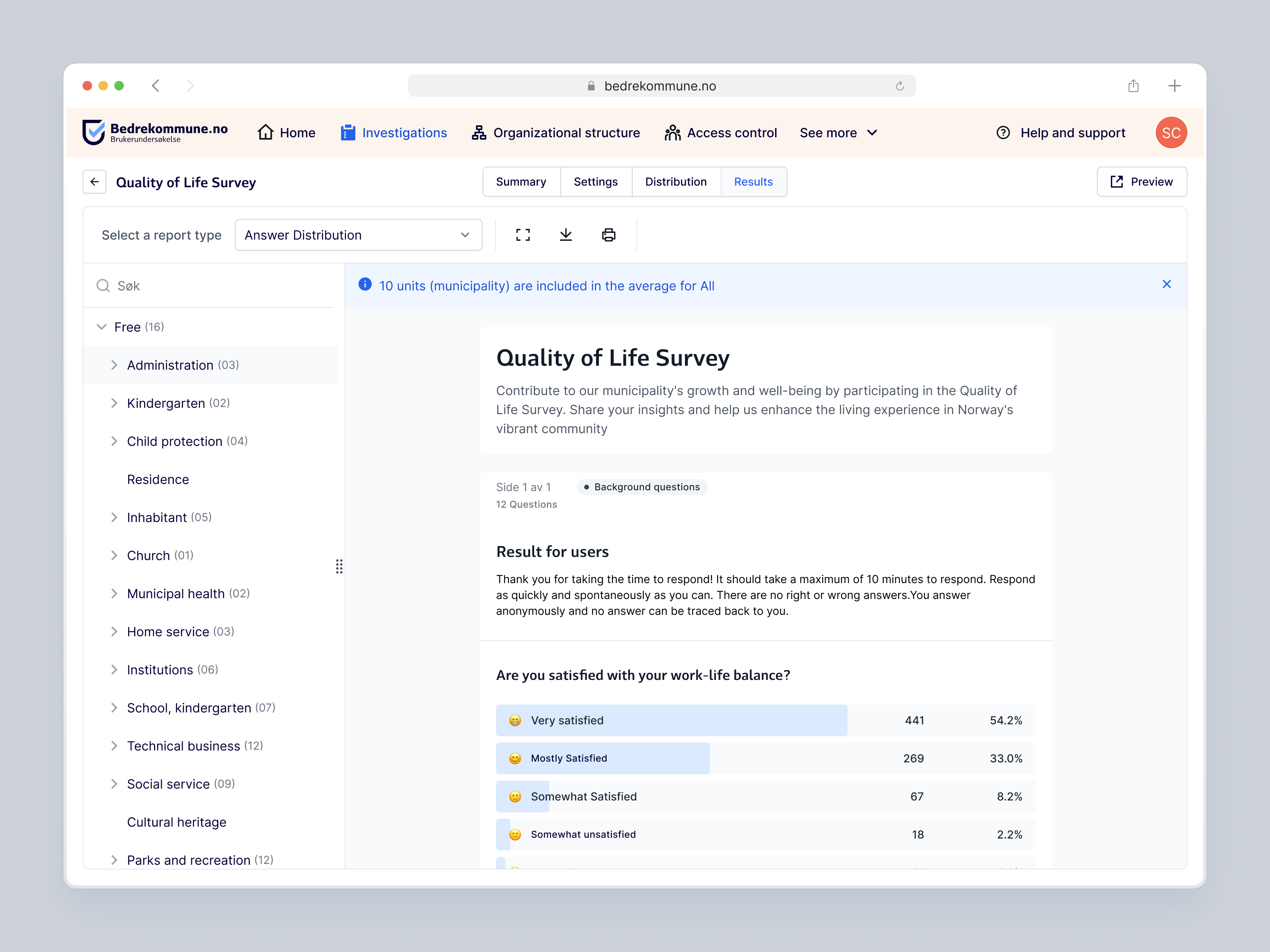 Bedrekommune - Survey results & web reports 📑 by Amplifyn on Dribbble