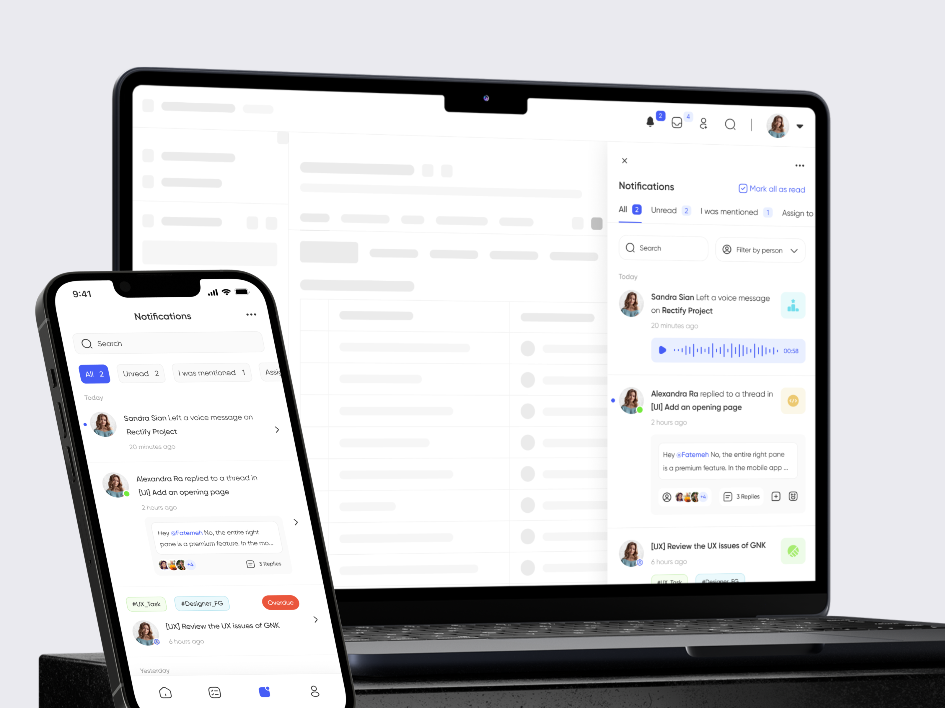 Task management - Notification Sidebar + Mobile by Fatemeh Golivari on ...