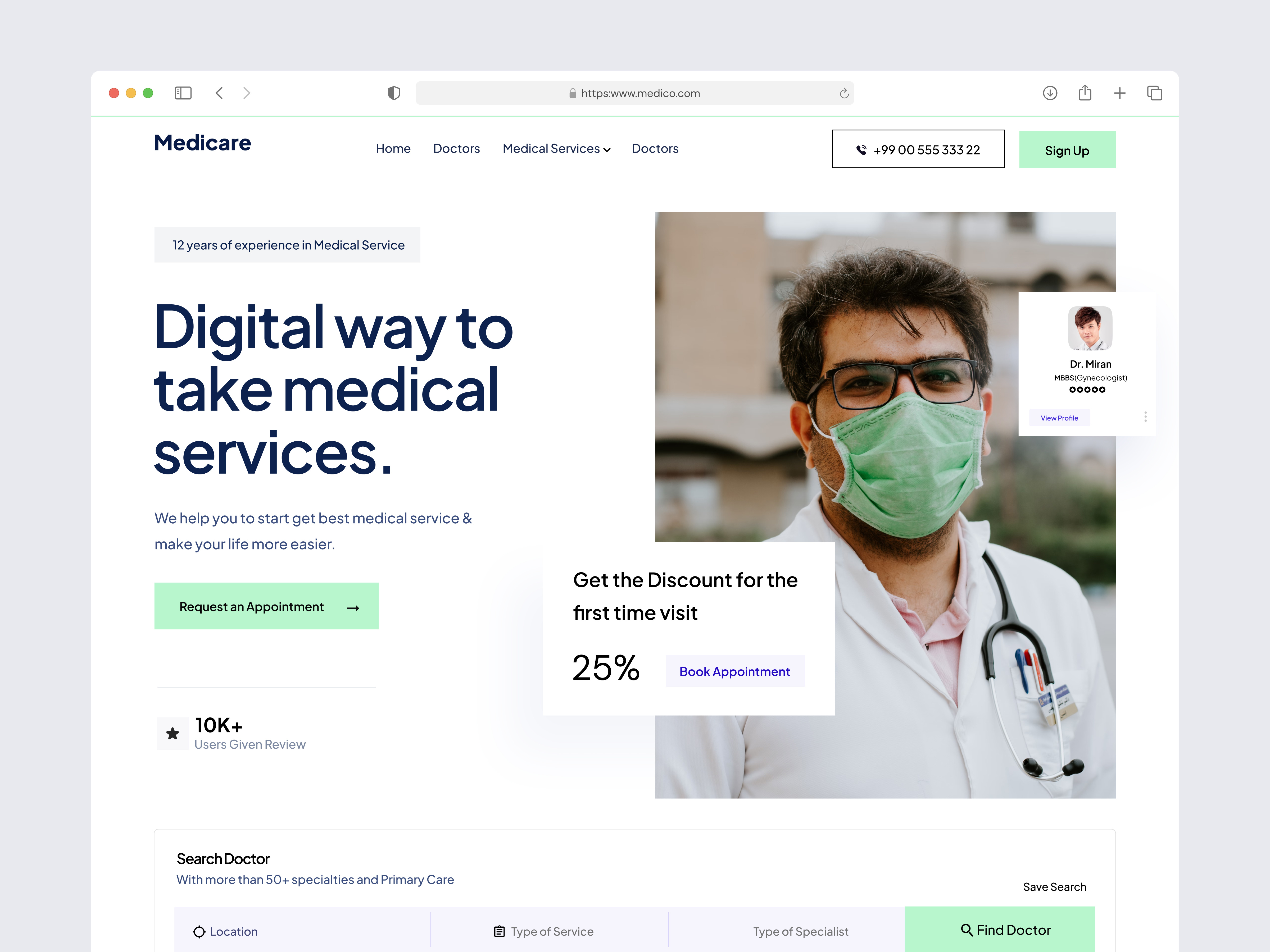 Medical website landing page UI design by Madhu Miah for Upnow Studio ...