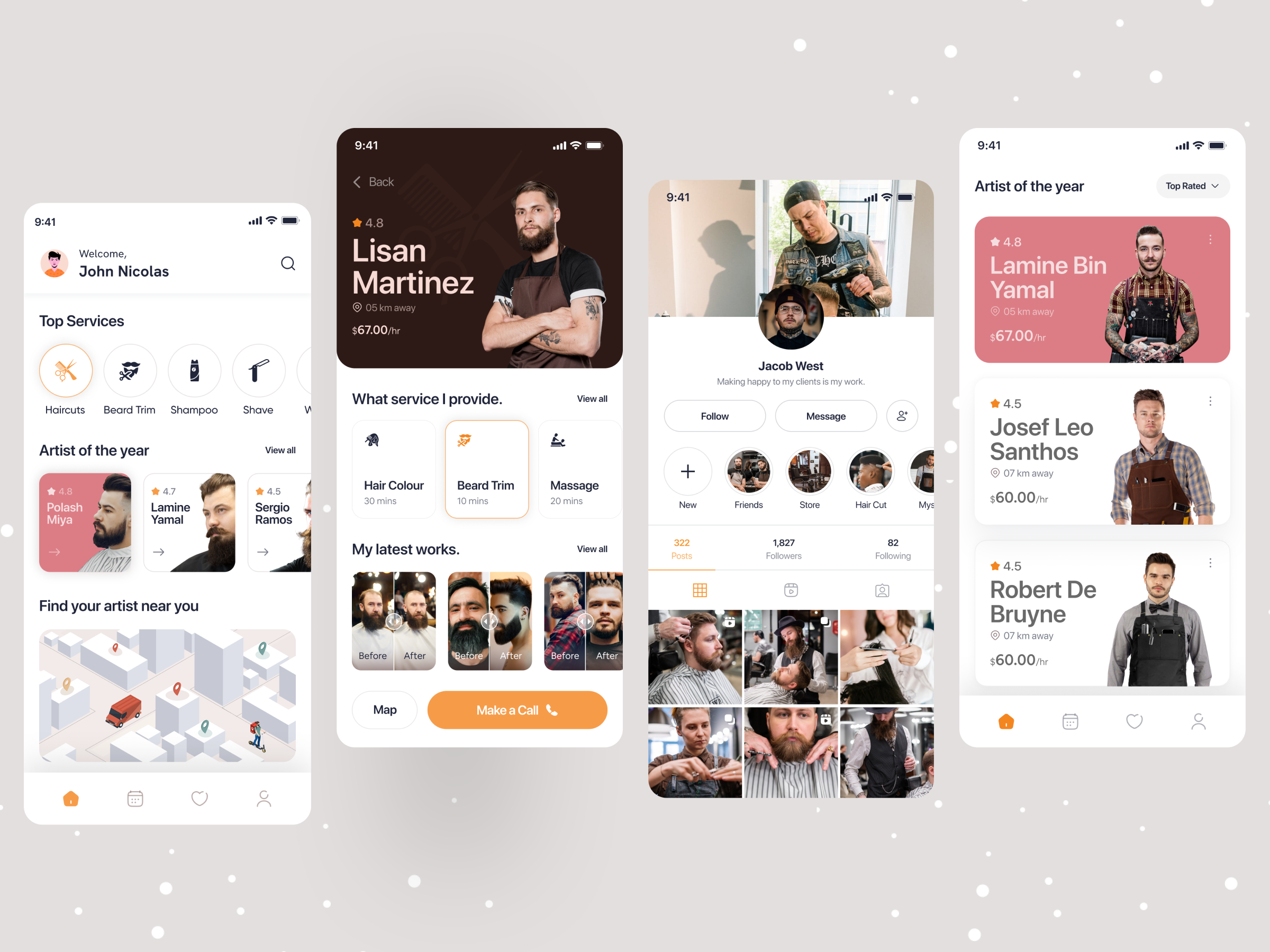 Barber Service App UI by Ofspace UX/UI on Dribbble
