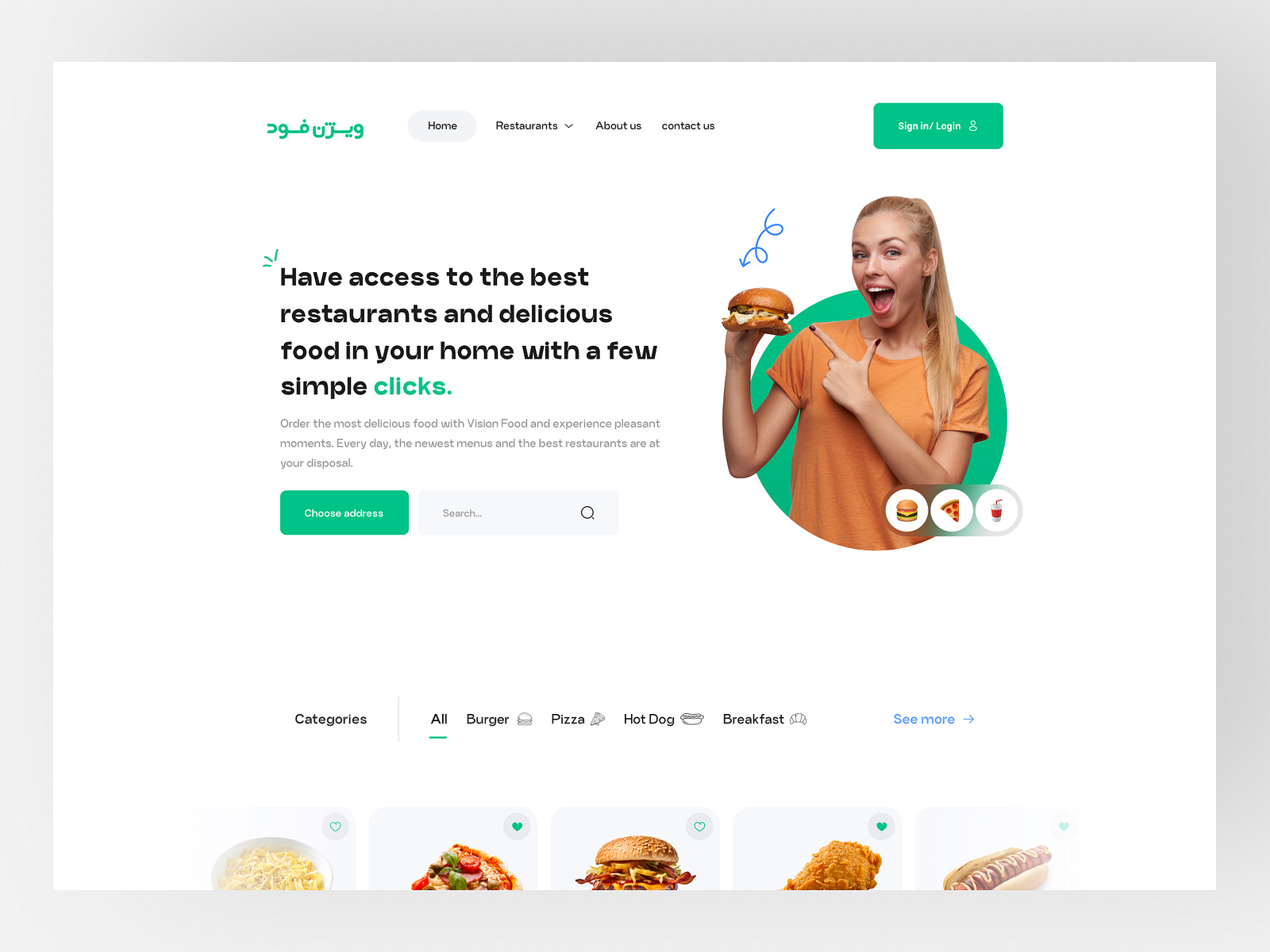 Food delivery web design by Hossein Fathi on Dribbble
