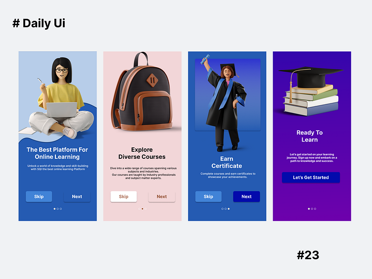 Onboarding page for E-learning Platform by Olaide Aderoju on Dribbble
