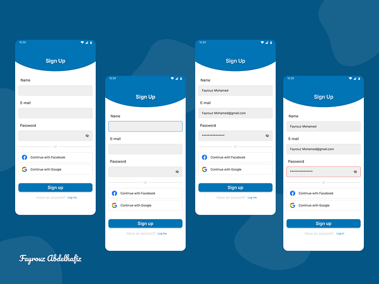 Sign up flow by Fayrouz AbdElhafiz on Dribbble