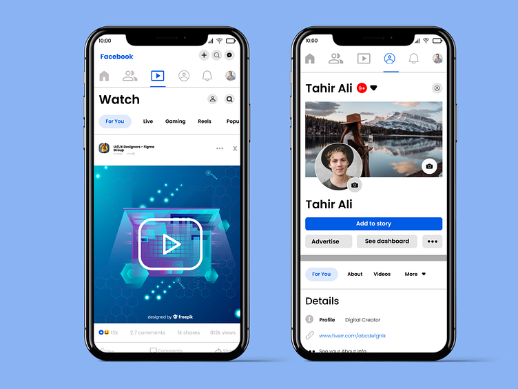 Facebook App Design In Figma by Tahir Ali on Dribbble