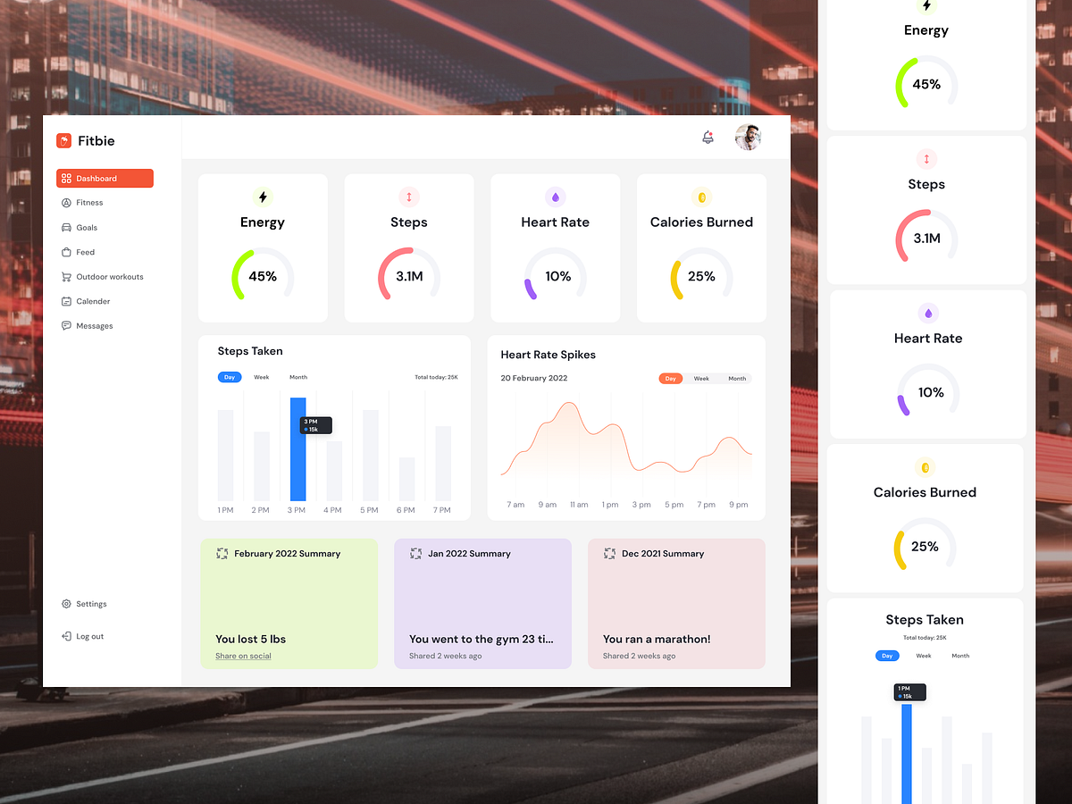 Fitness Dashboard designs, themes, templates and downloadable graphic ...