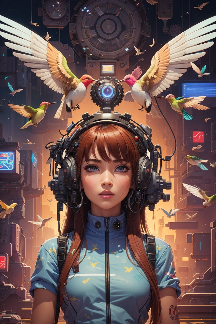 Retro Pixel Art 90s Character With Hummingbirds And Gears By Biko Artz On Dribbble