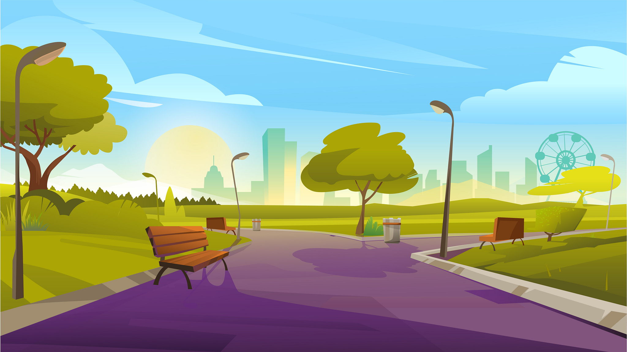 Background Cartoon Park Bench by Cartoons.co on Dribbble