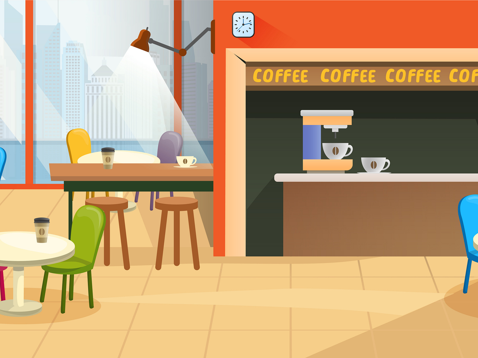 Cartoon Cafeteria Background by Cartoonsco on Dribbble