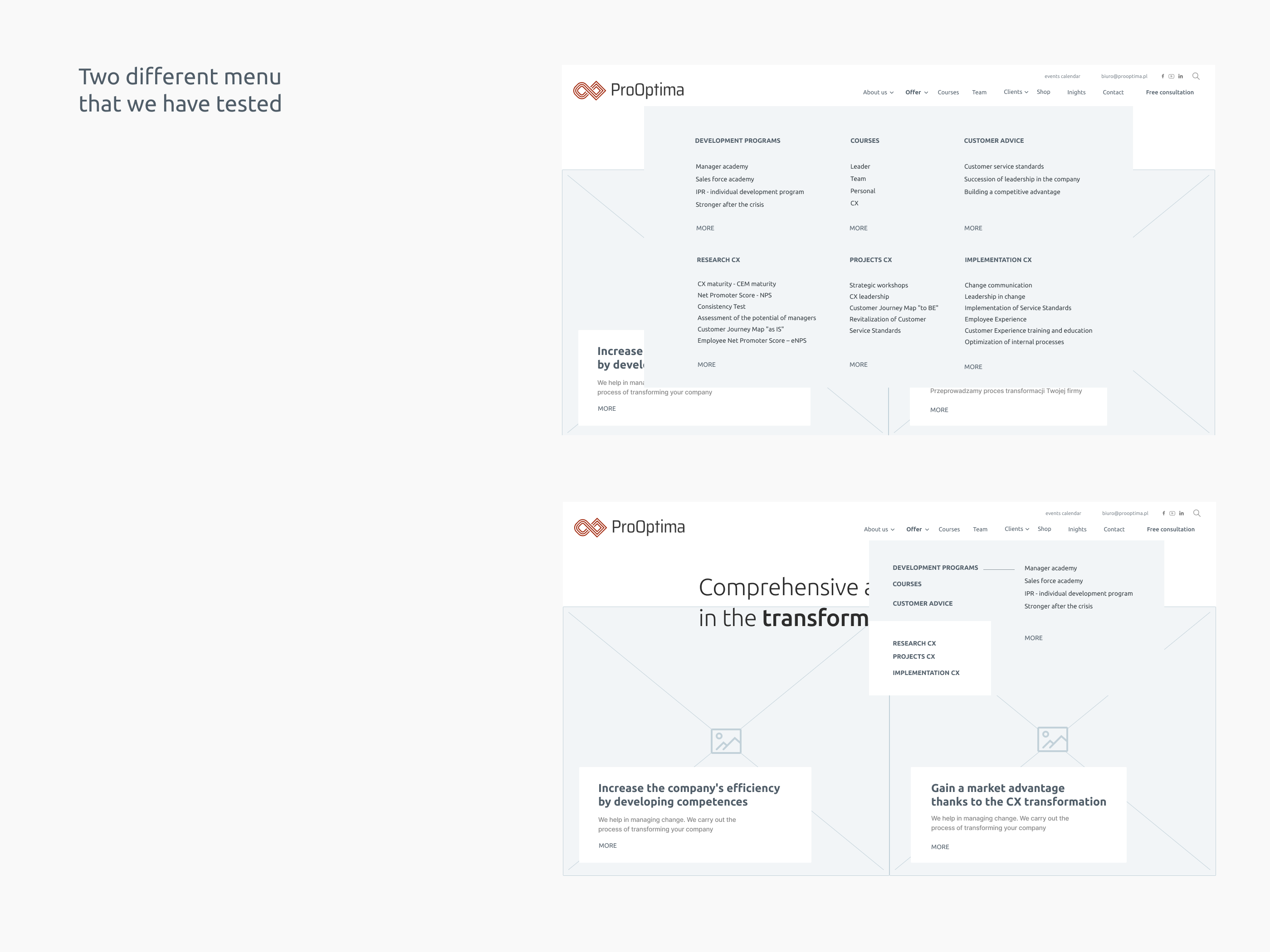 UX prototypes for Customer Experience services - Prooptima by hauer ...
