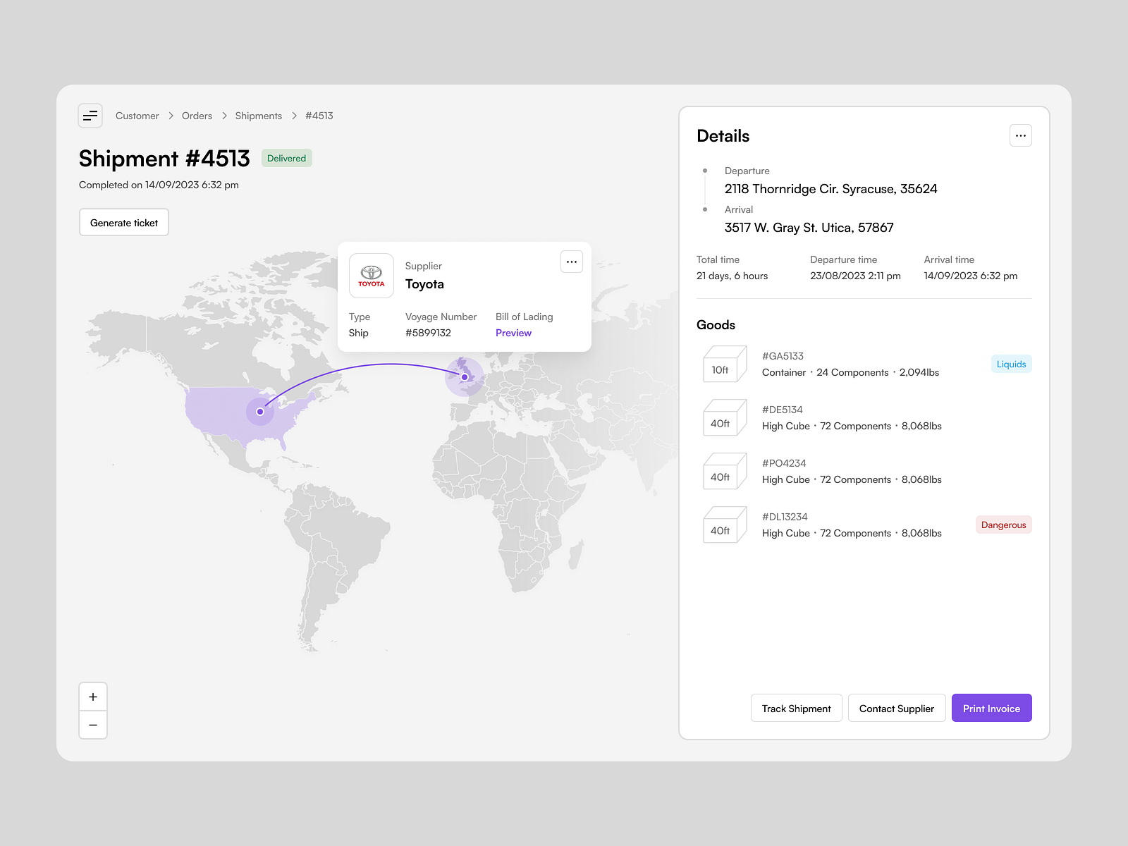 Shipment Details - Route Tracker by Maciej Kałaska for widelab on Dribbble