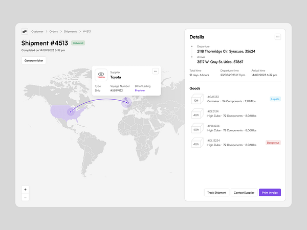 Shipment Details - Route Tracker by Maciej Kałaska for widelab on Dribbble