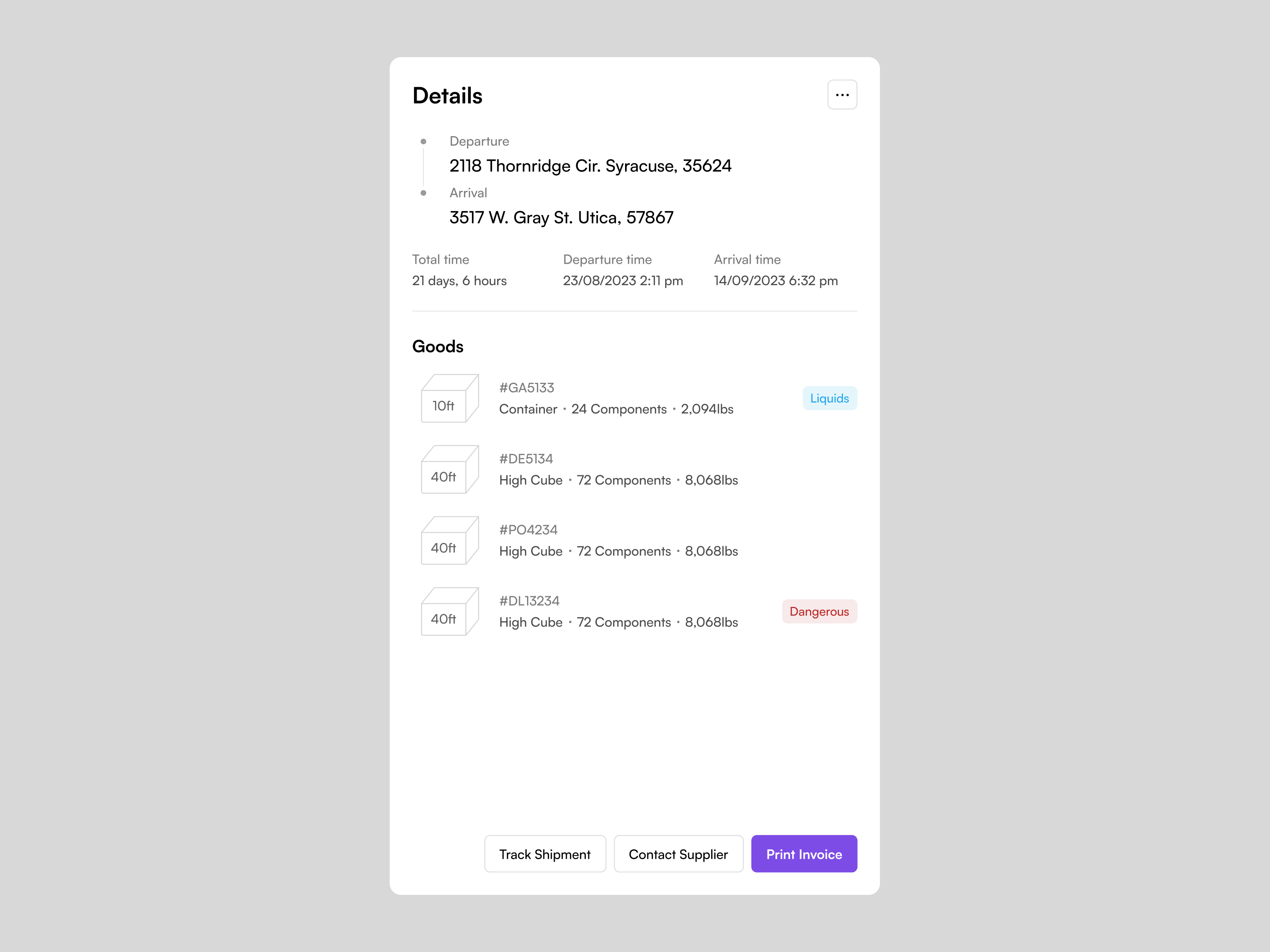 Shipment Details - Route Tracker by Maciej Kałaska for widelab on Dribbble