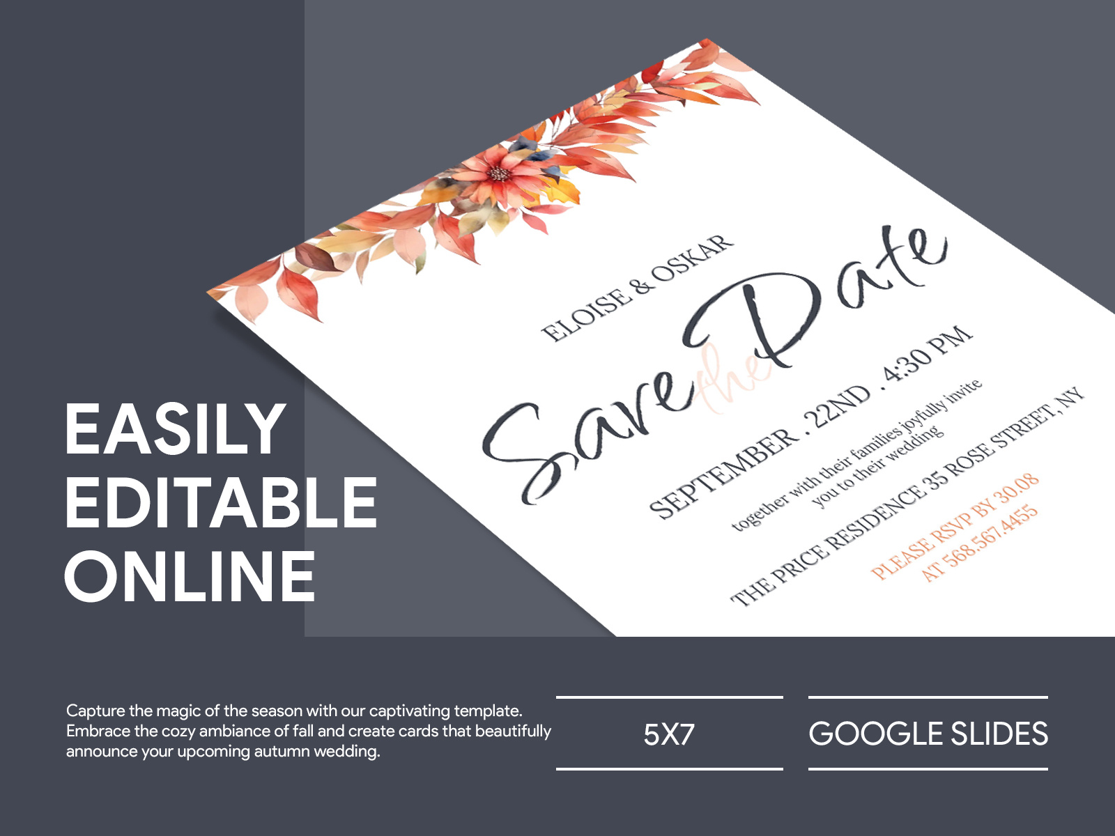 Autumn Wedding Save the Date Free Google Docs Template by Free Google ...