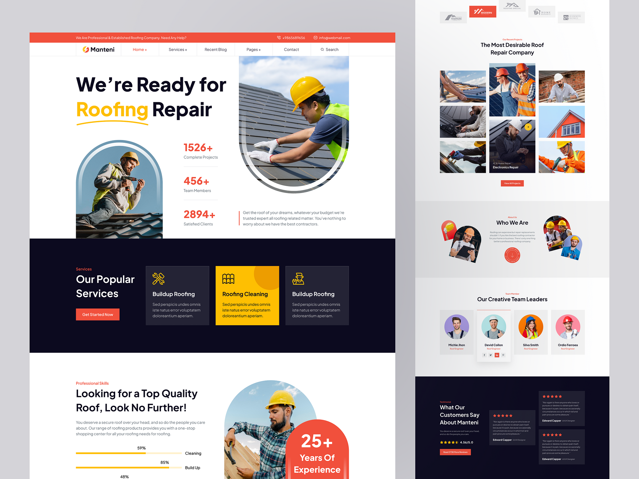 Handyman Website UI Design - Roof Repair by Mahmudul Hasan Manik for ...