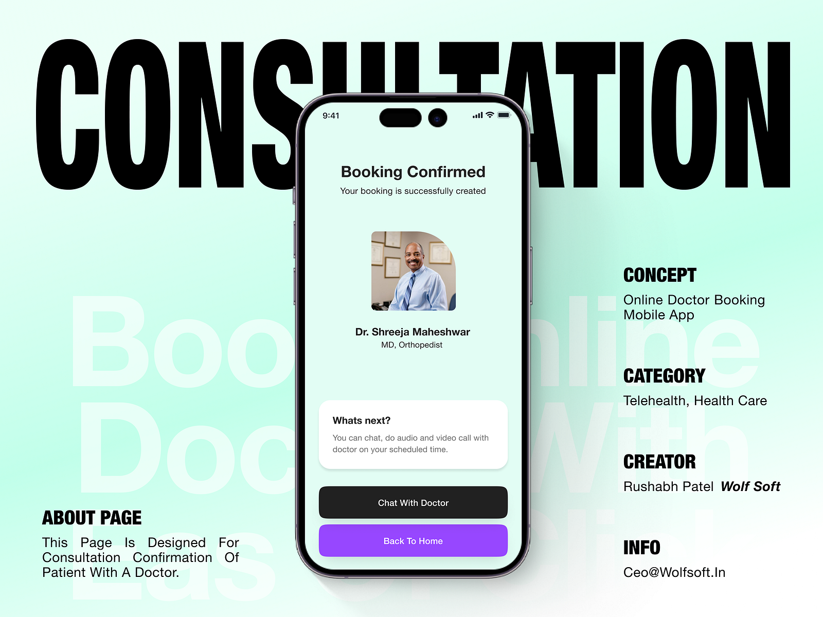 Booking confirmation page for Doctor Consultation app by Rushabh Patel ...