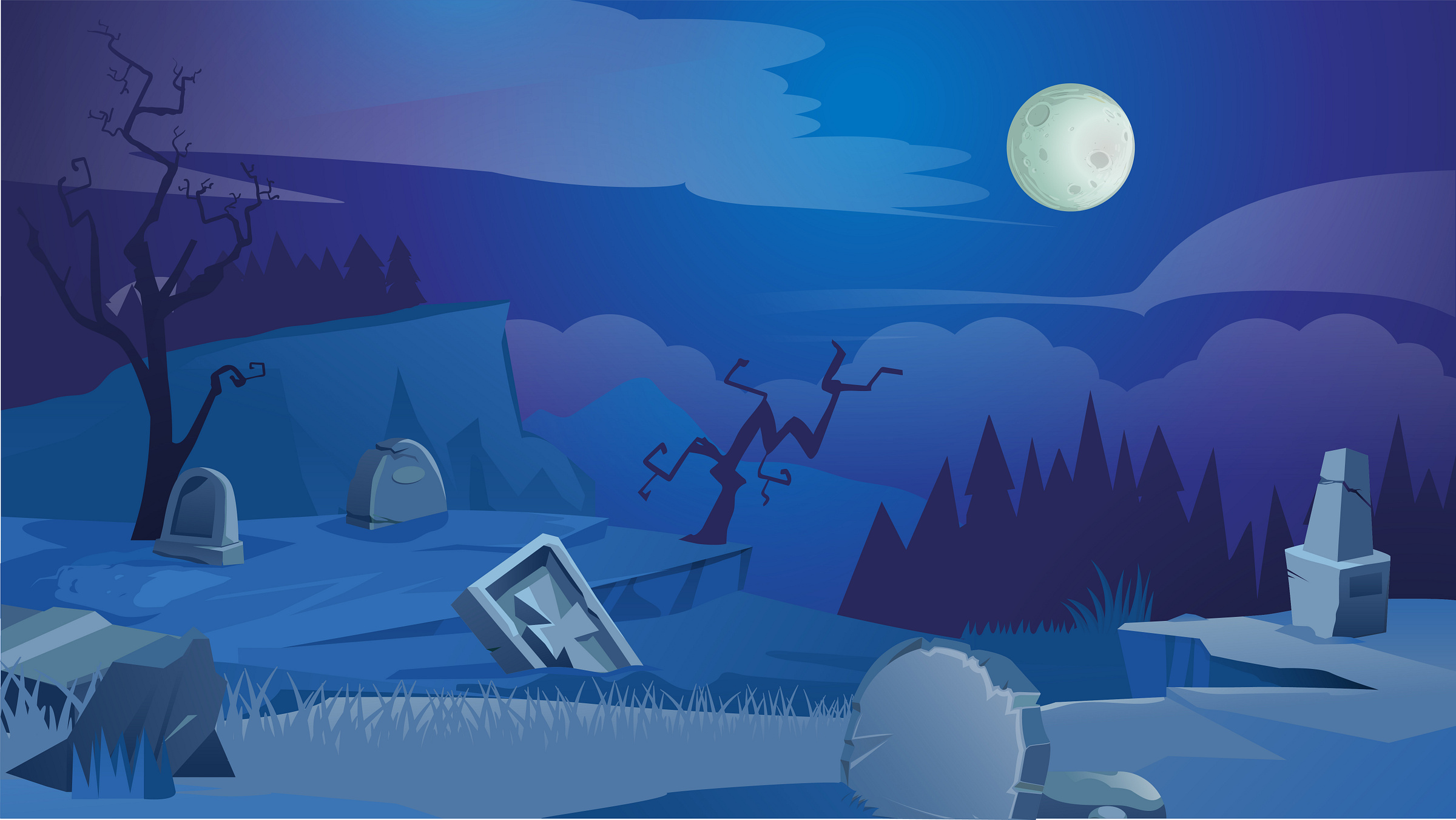 Cartoon Graveyard Background by Cartoons.co on Dribbble