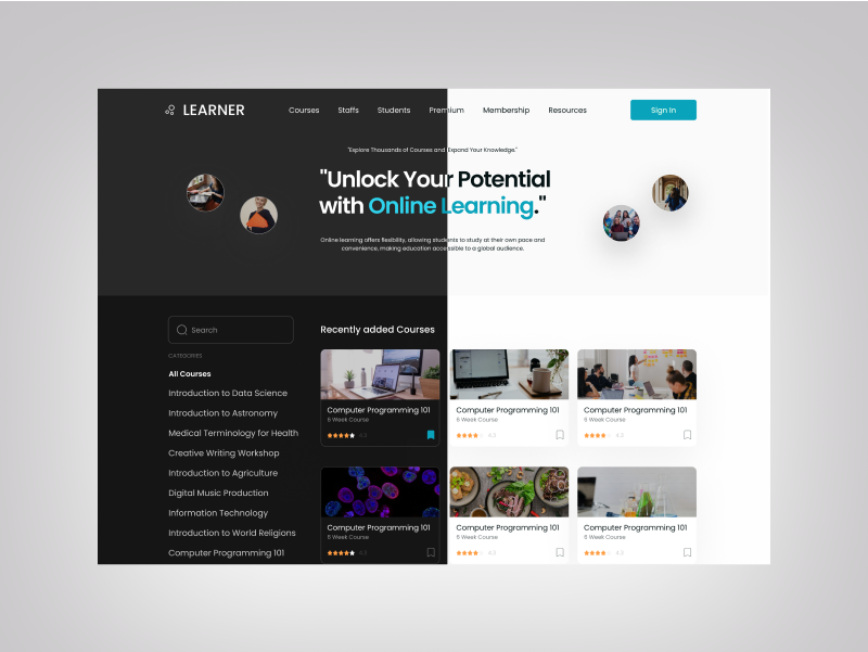 Day 15 - E Learning Platform - UI DESIGN by kaveepriyaa on Dribbble