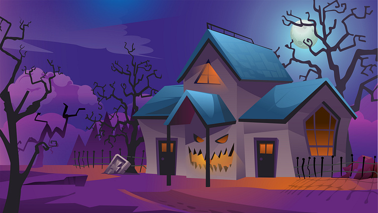 Cartoon Haunted House Background by Cartoons.co on Dribbble