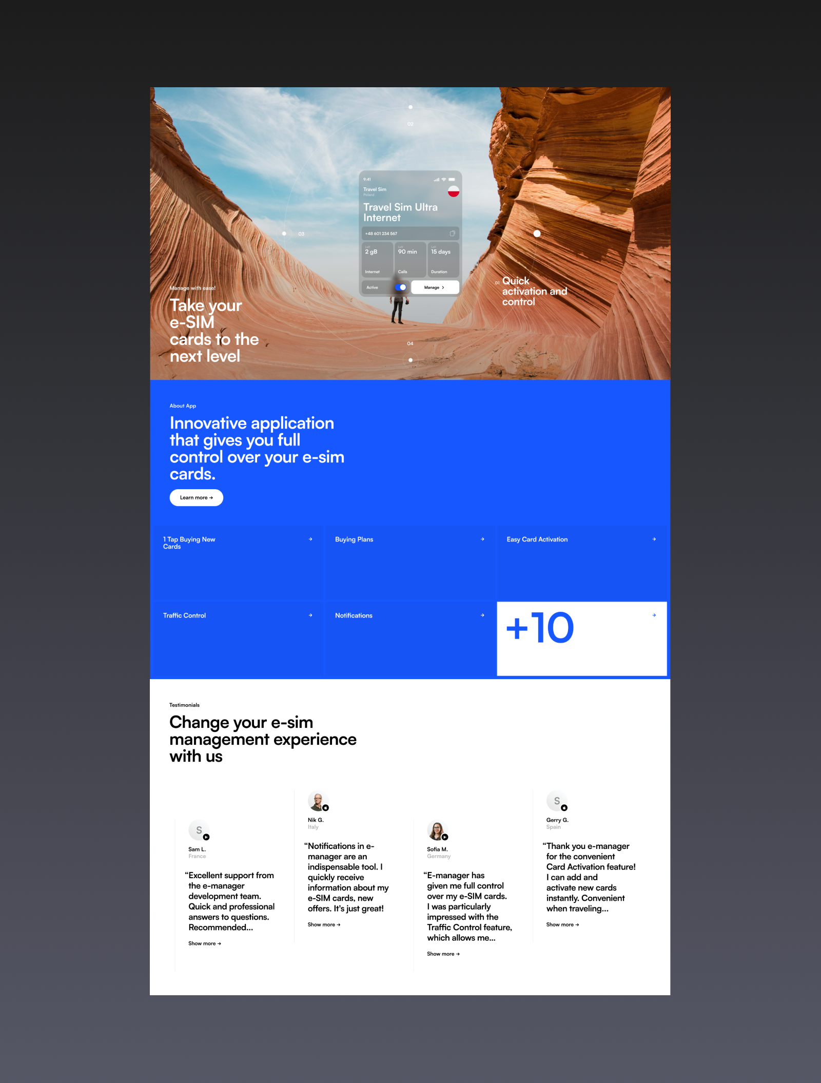 E-manager - Website design for E-Sim card management mobile app by ...