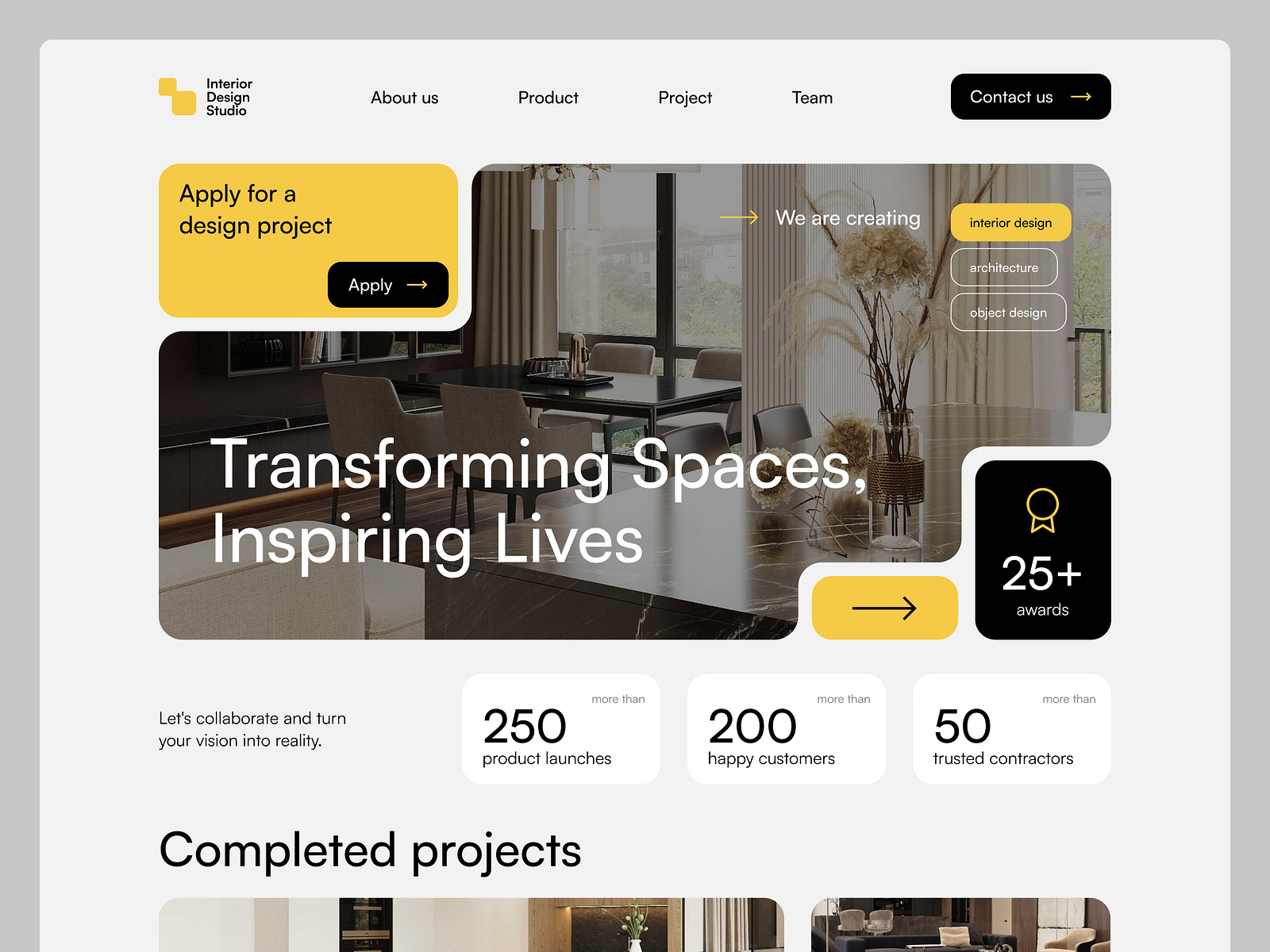 Website for interior design studio by Aleksei Bykov for Lineup on Dribbble