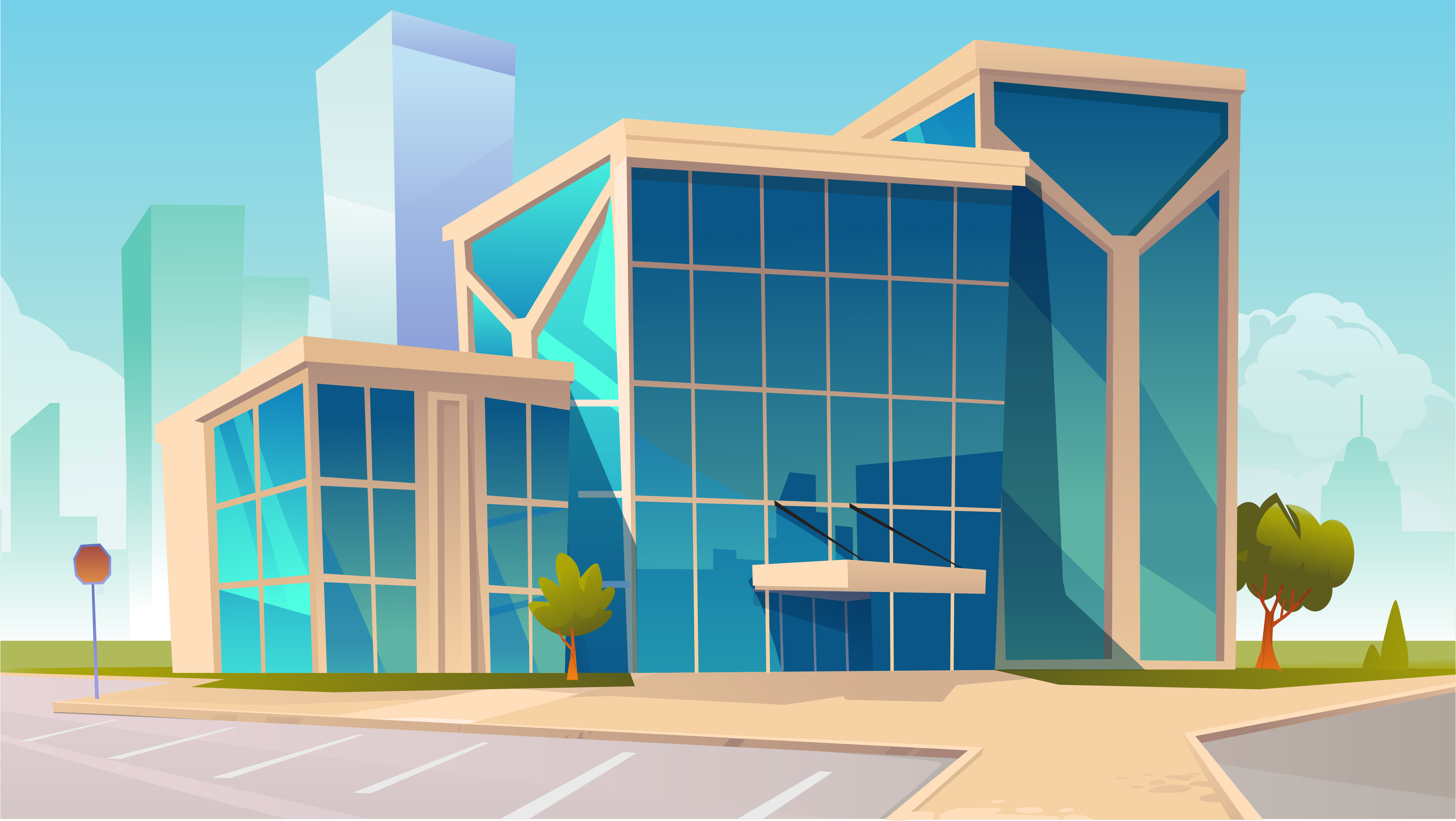 Office Building Cartoon Office Building Cartoon Vector Illustration