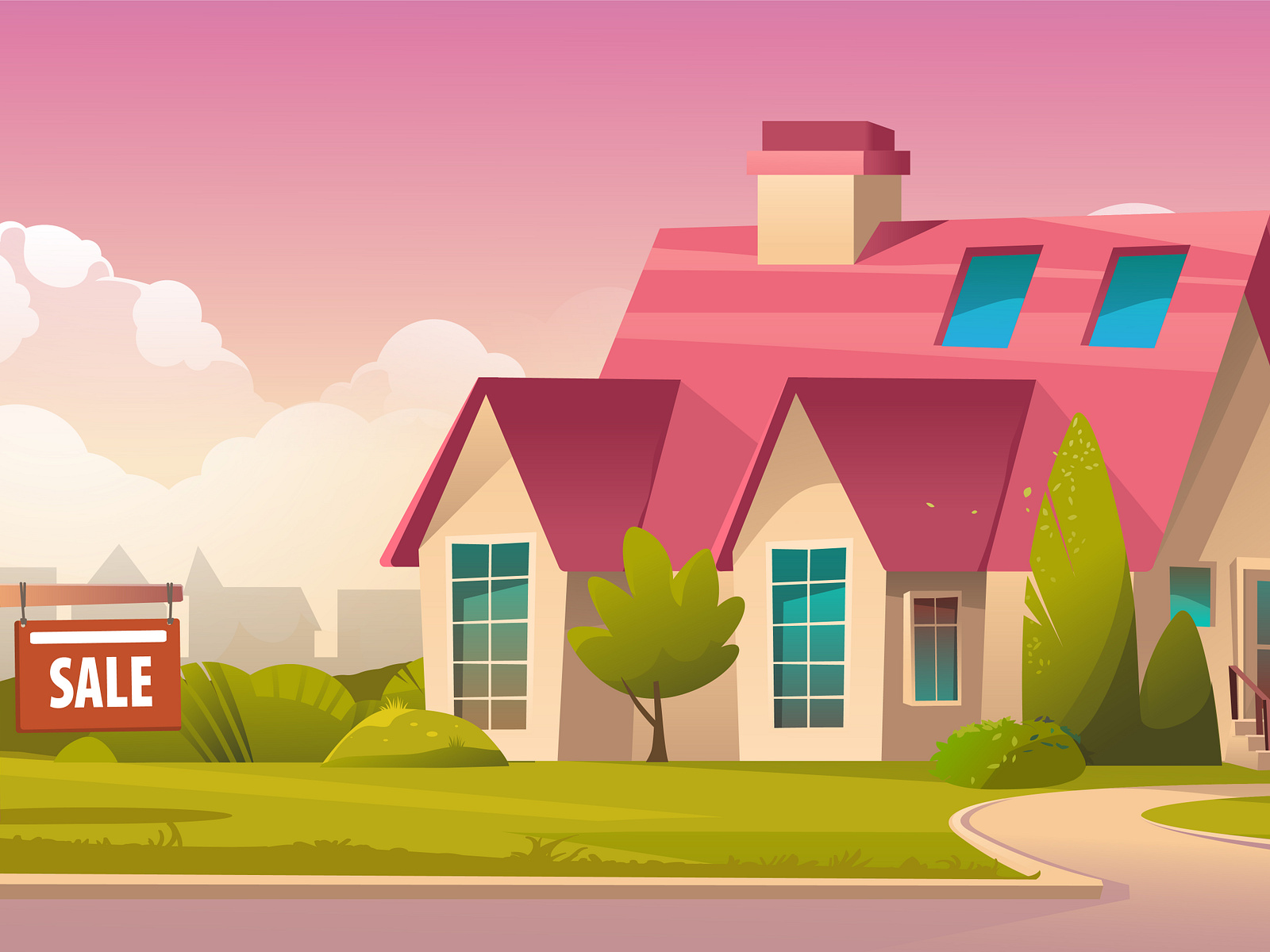 Real Estate Cartoon Background Image by Cartoonsco on Dribbble