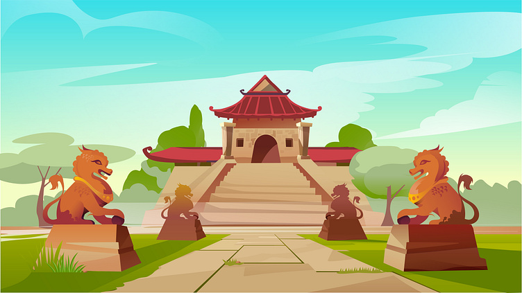 Temple Cartoon Background by Cartoonsco on Dribbble