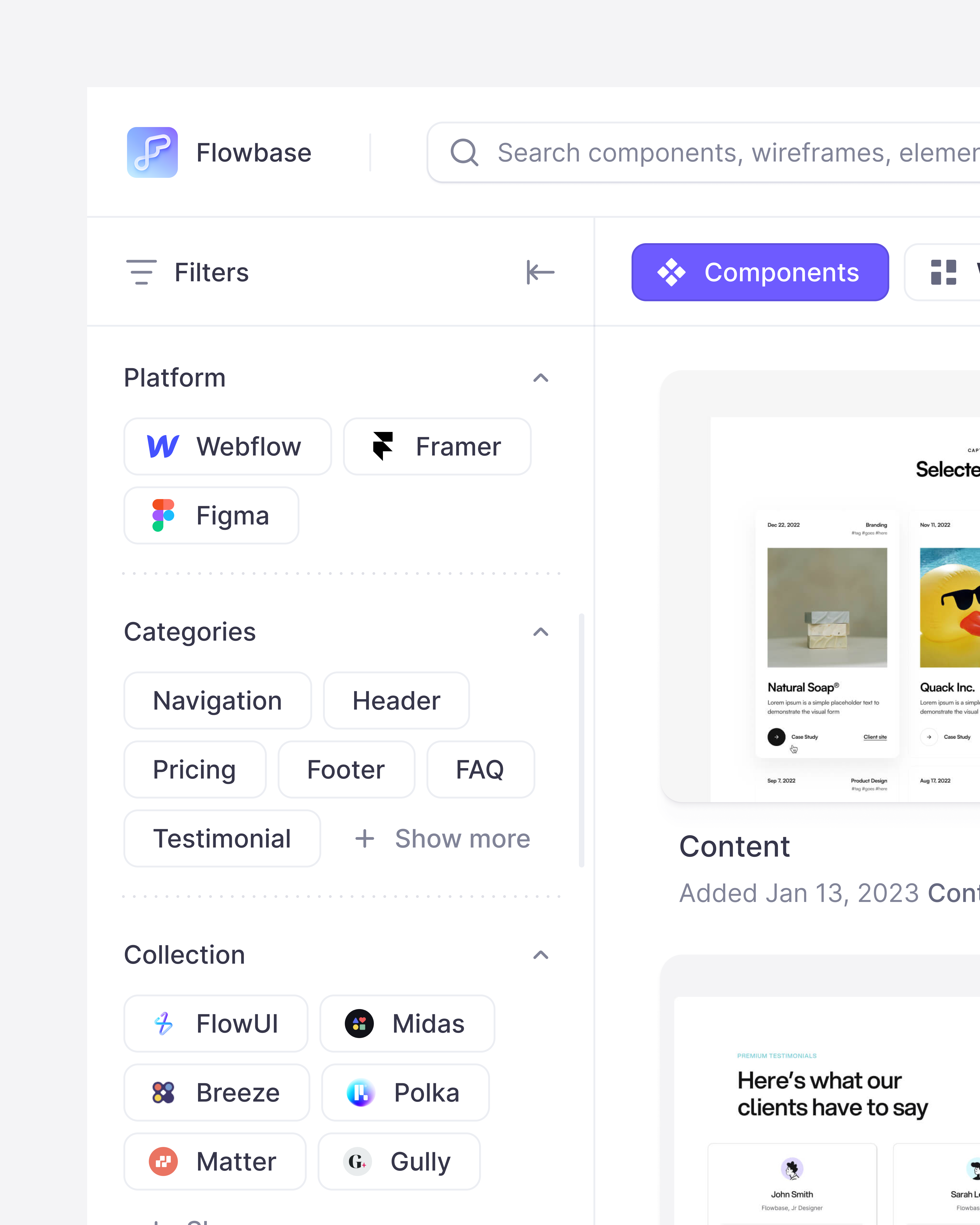 New explore page for Flowbase by Oğuz Yağız Kara on Dribbble