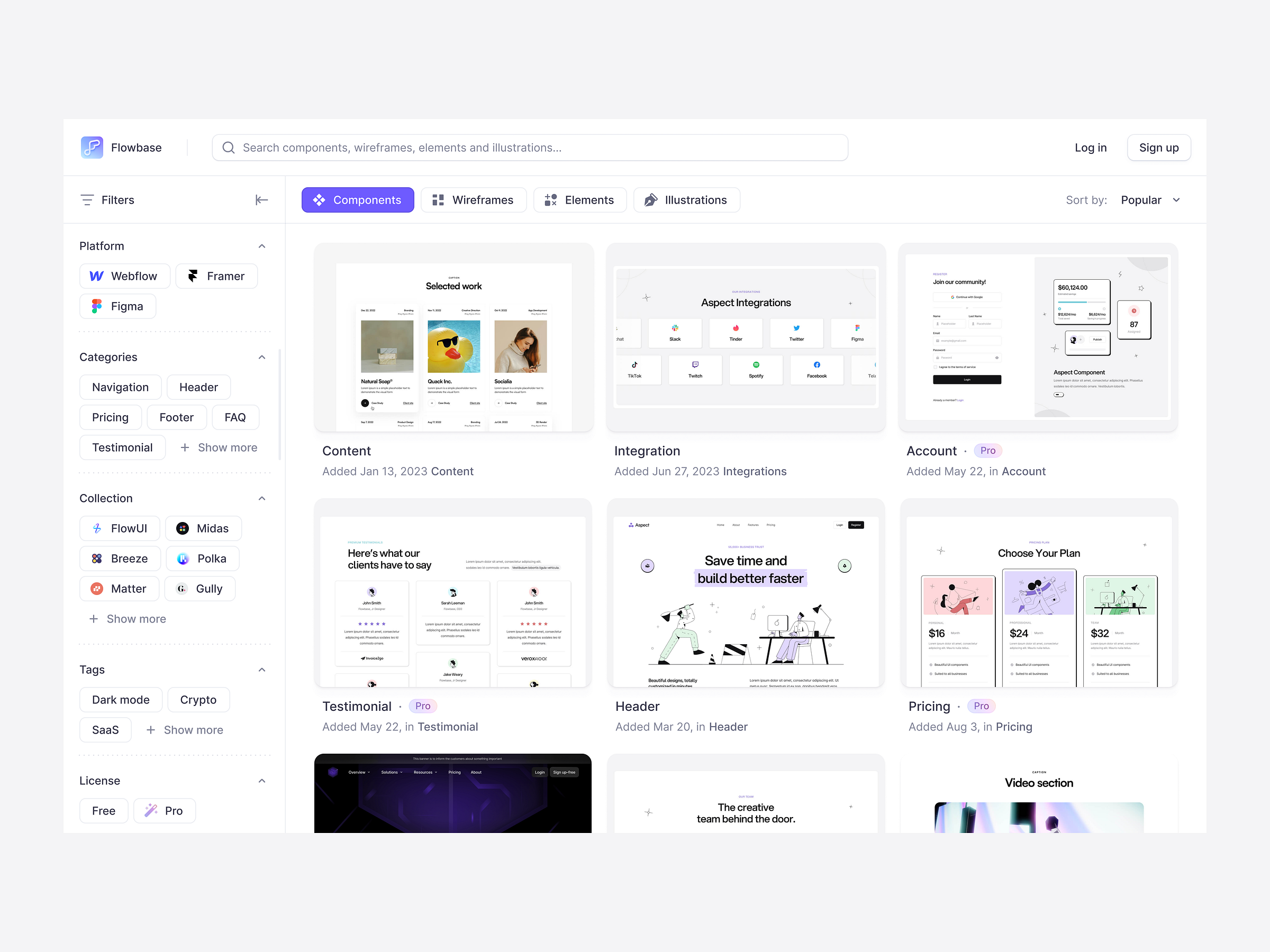 New explore page for Flowbase by Oğuz Yağız Kara on Dribbble