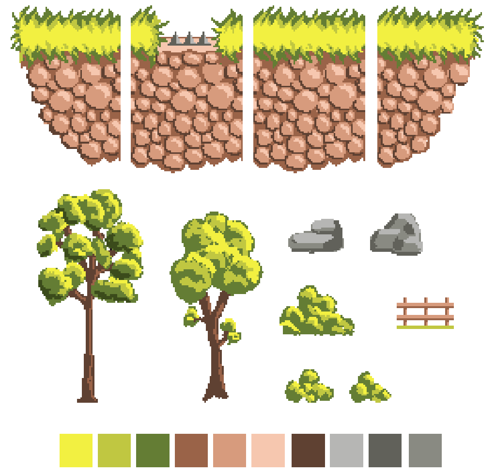 64x64 Pixel Platformer Tileset - Forest by Pasha Faisal on Dribbble
