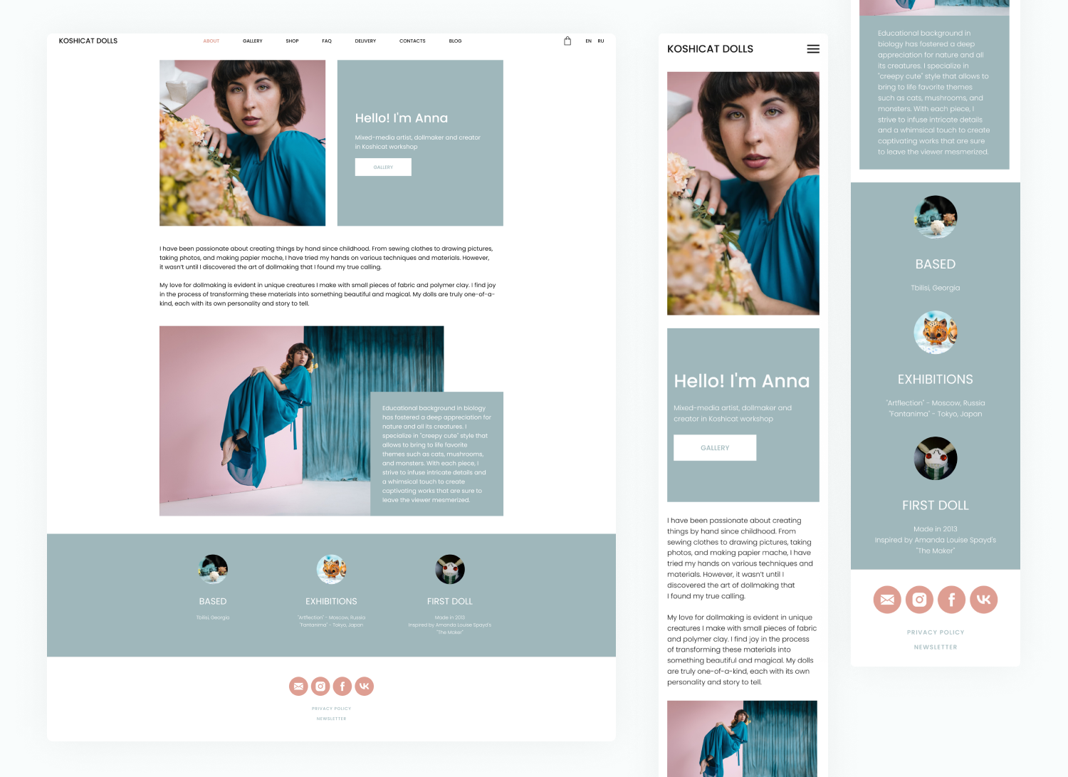 Artist personal website by Anna Bezrukova on Dribbble