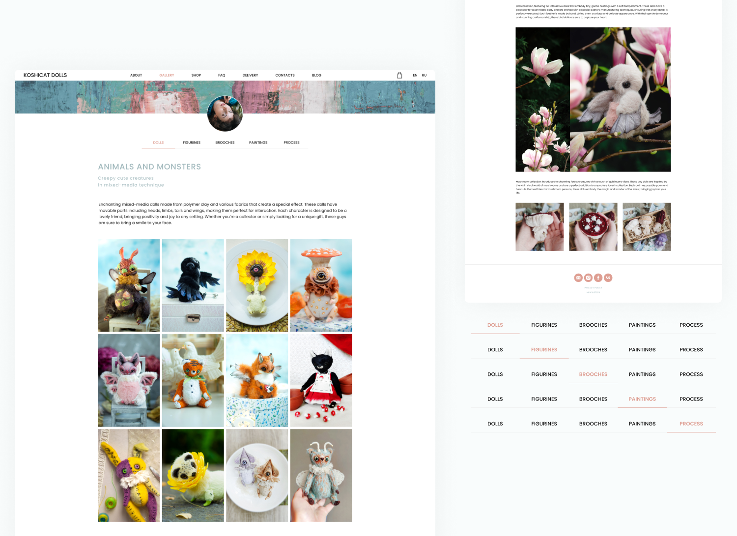 Artist personal website by Anna Bezrukova on Dribbble