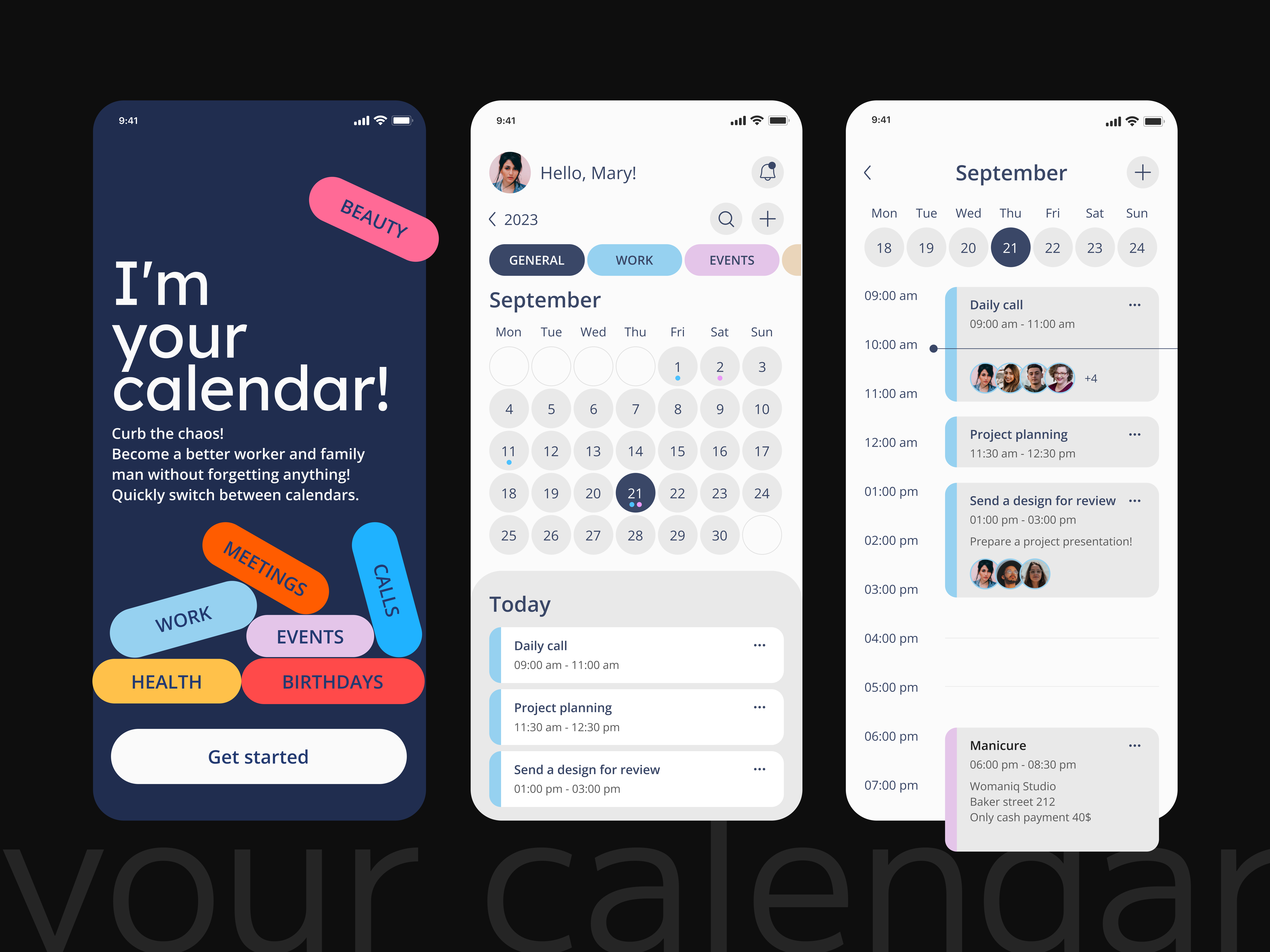 Calendar / Task Manager App by Mariia Sizova on Dribbble