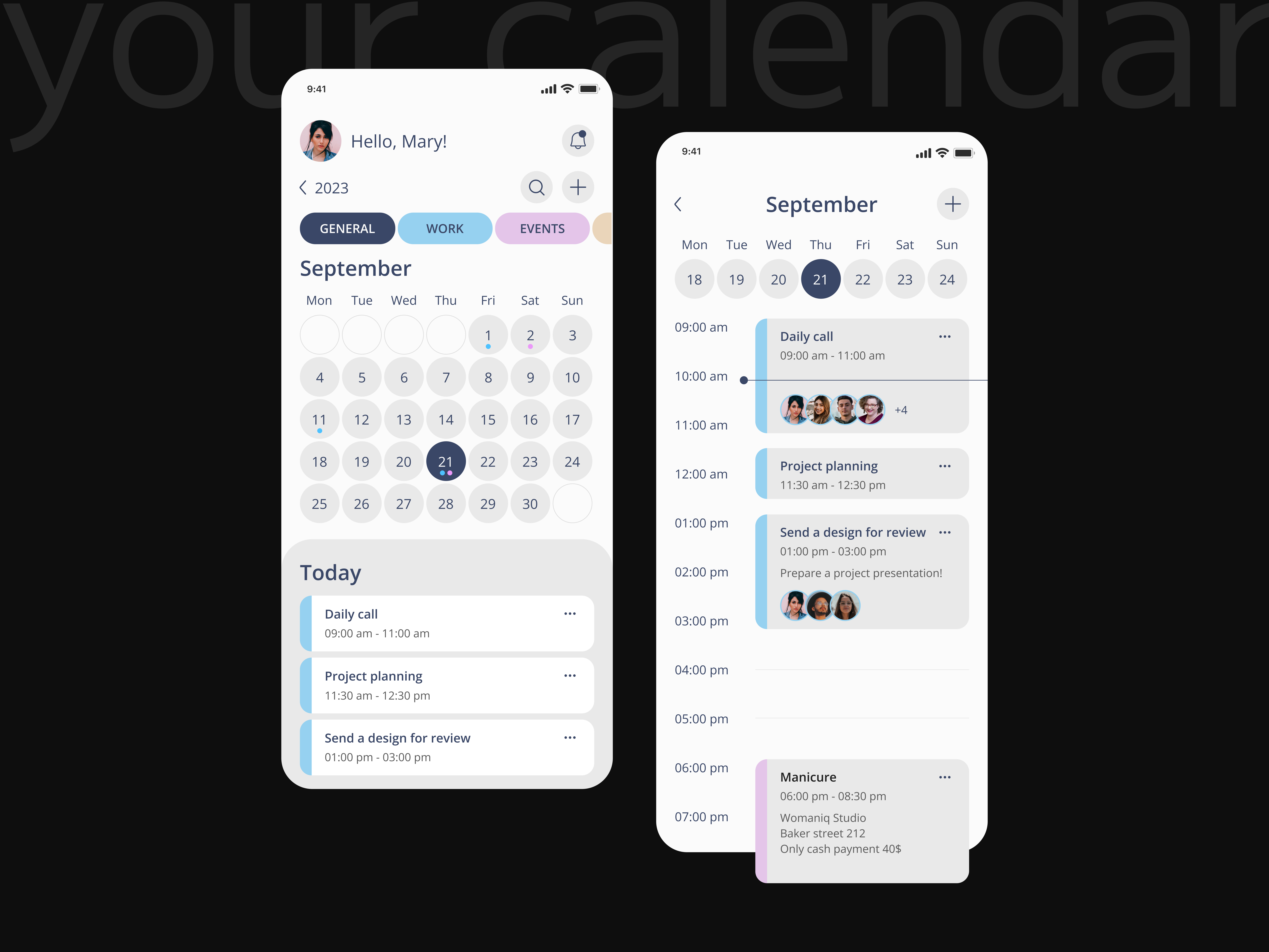 Calendar / Task Manager App by Mariia Sizova on Dribbble