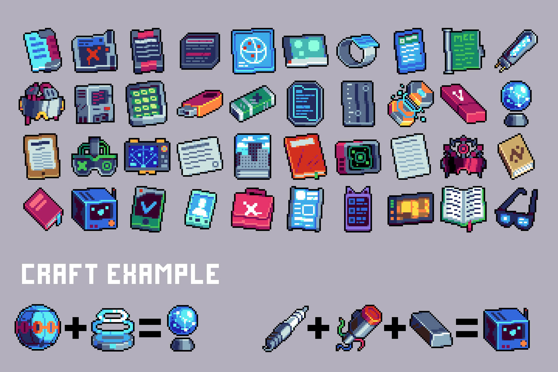 Cyberpunk Gadgets Pixel Art 32×32 Icon Pack by 2D Game Assets on Dribbble