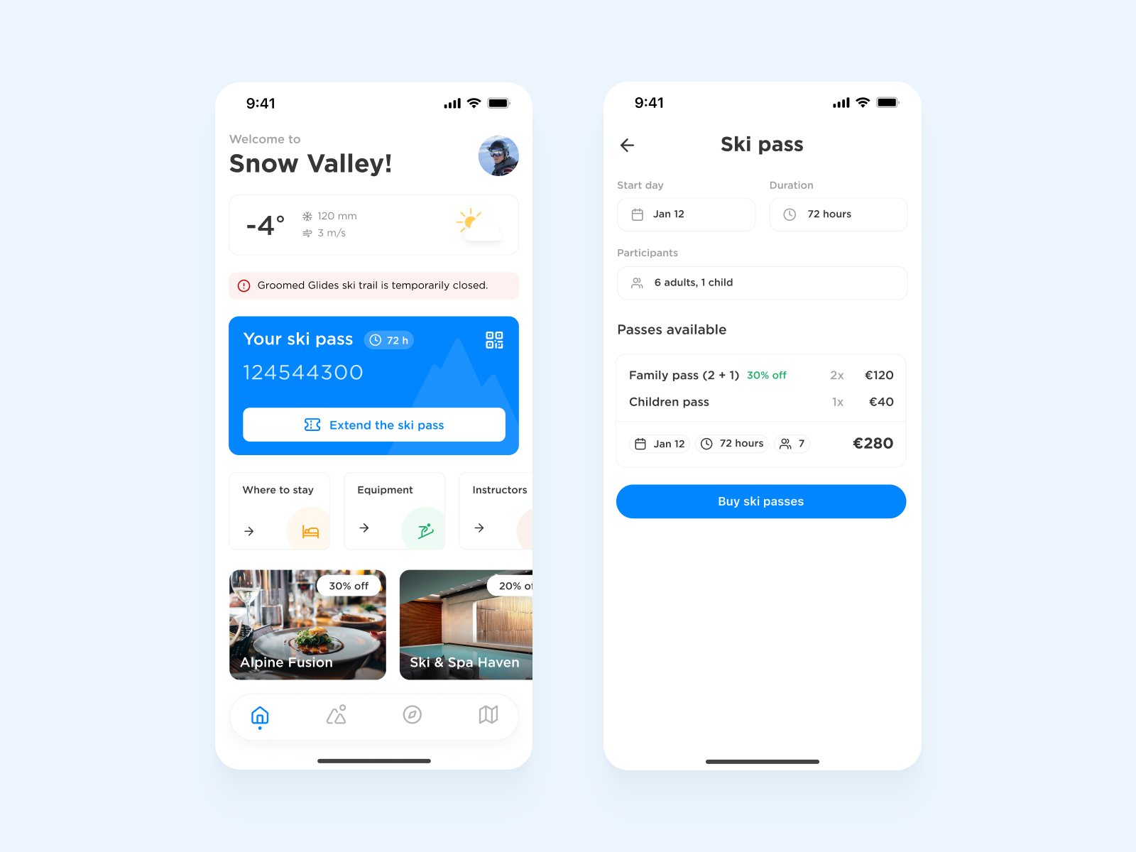 Ski resort mobile app: ski passes, slopes, weather, chalets by Zoftify ...
